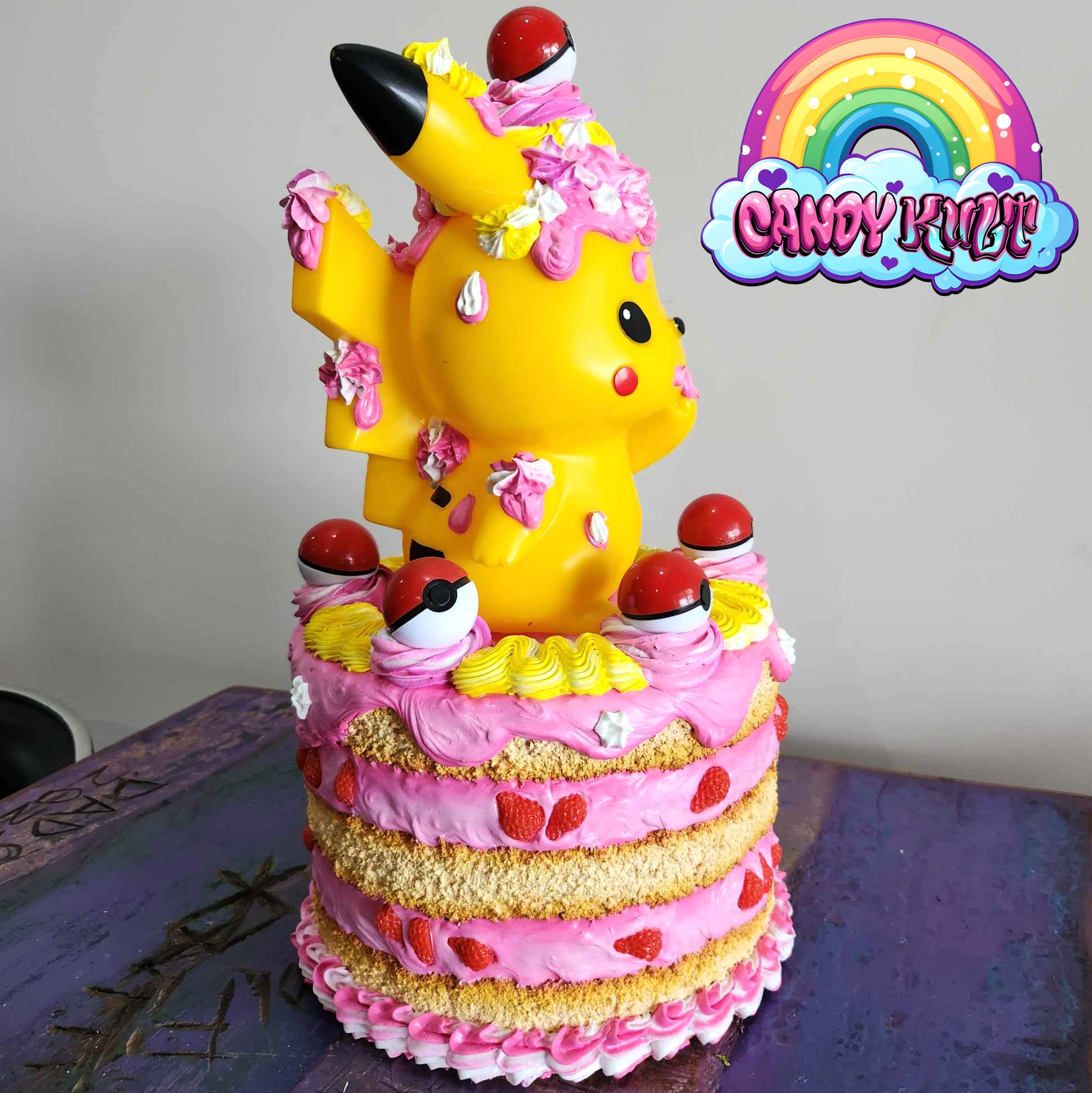 Pikachu Berry Layered Cake Sculpture