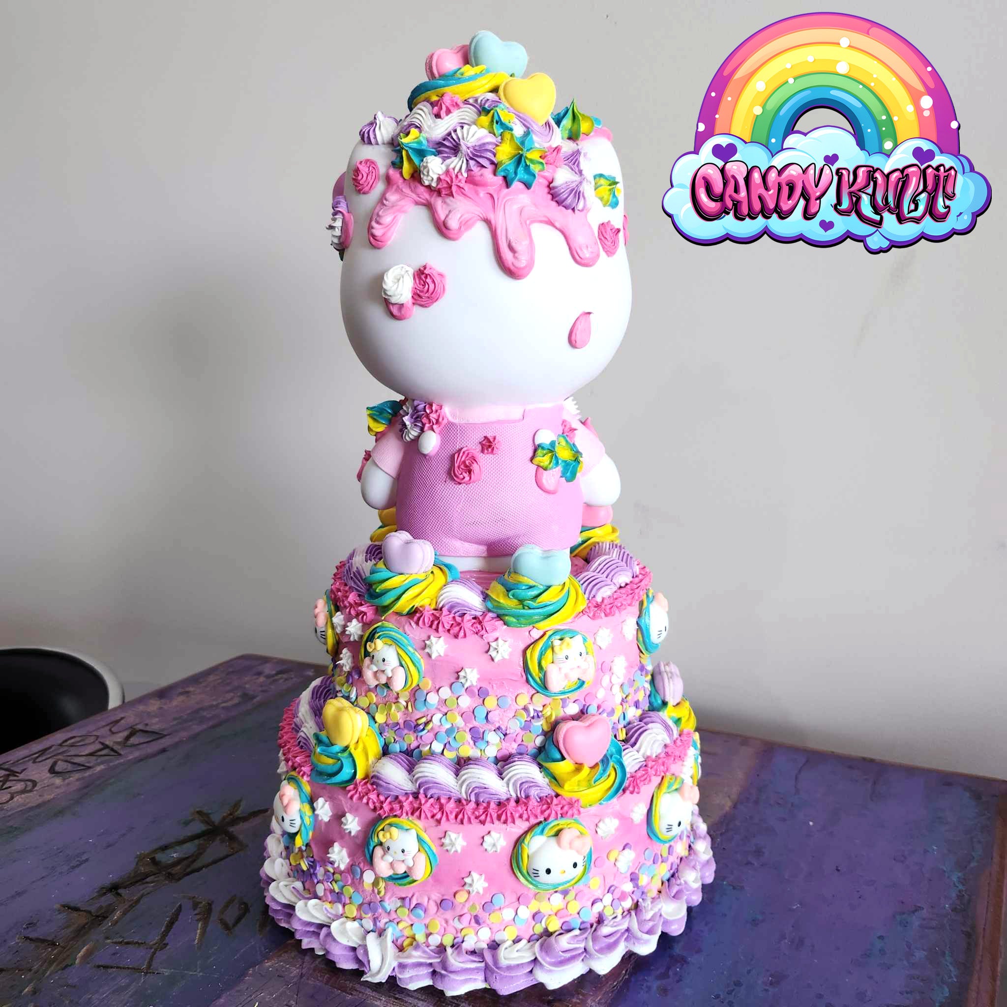 Hello Kitty 2 Tier Confetti Cake Sculpture | Candy Kult