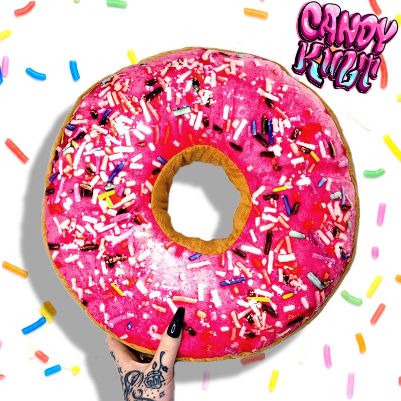 Pink Donut With Sprinkles Plush Cushion | Candy Kult
